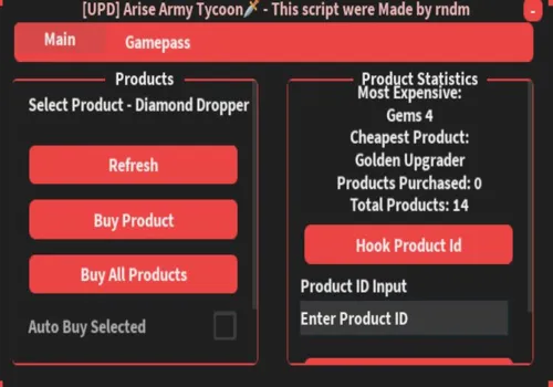 Arise Army Tycoon script - (Free gamepass) - Roblox-Scripter