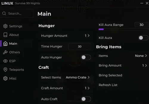 NO KEY 99 Nights in the Forest script - (Linux Hub) - Roblox-Scripter