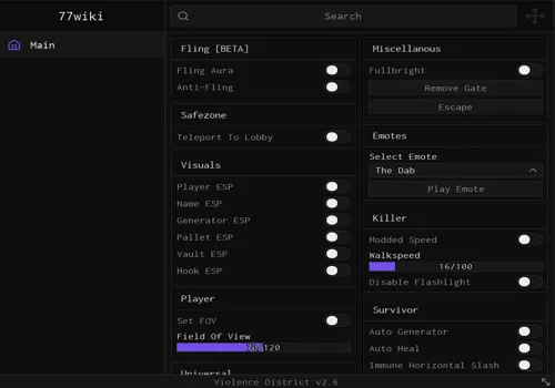 Violence District script - (ESP, Walkspeed modifier, Fling Aura) - Roblox-Scripter