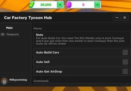 Car Factory Tycoon script - (Auto Sell, Auto Build) - Roblox-Scripter